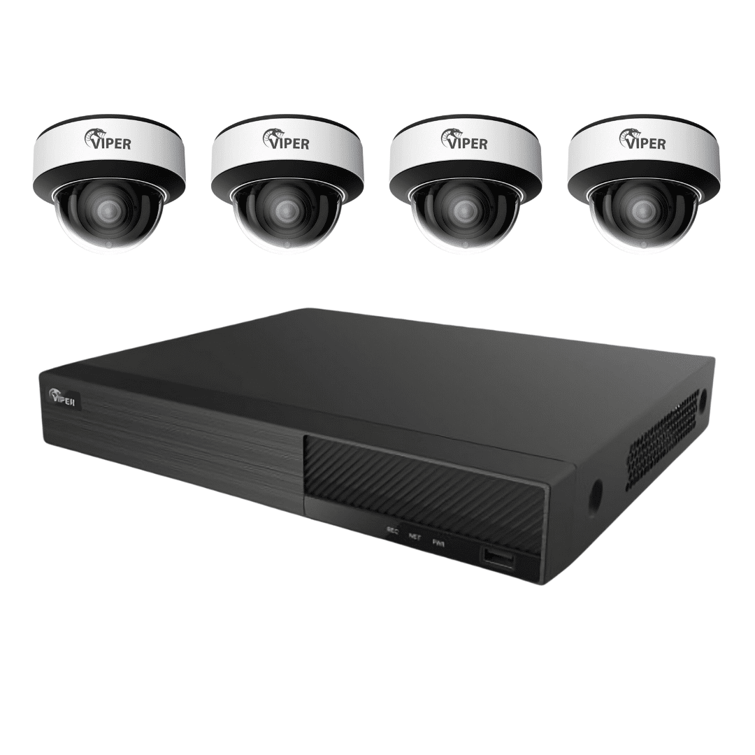 Viper 12MP NVR + 4 x 4K Motorised E3 AI Vandal Dome Cameras | Cryptsec