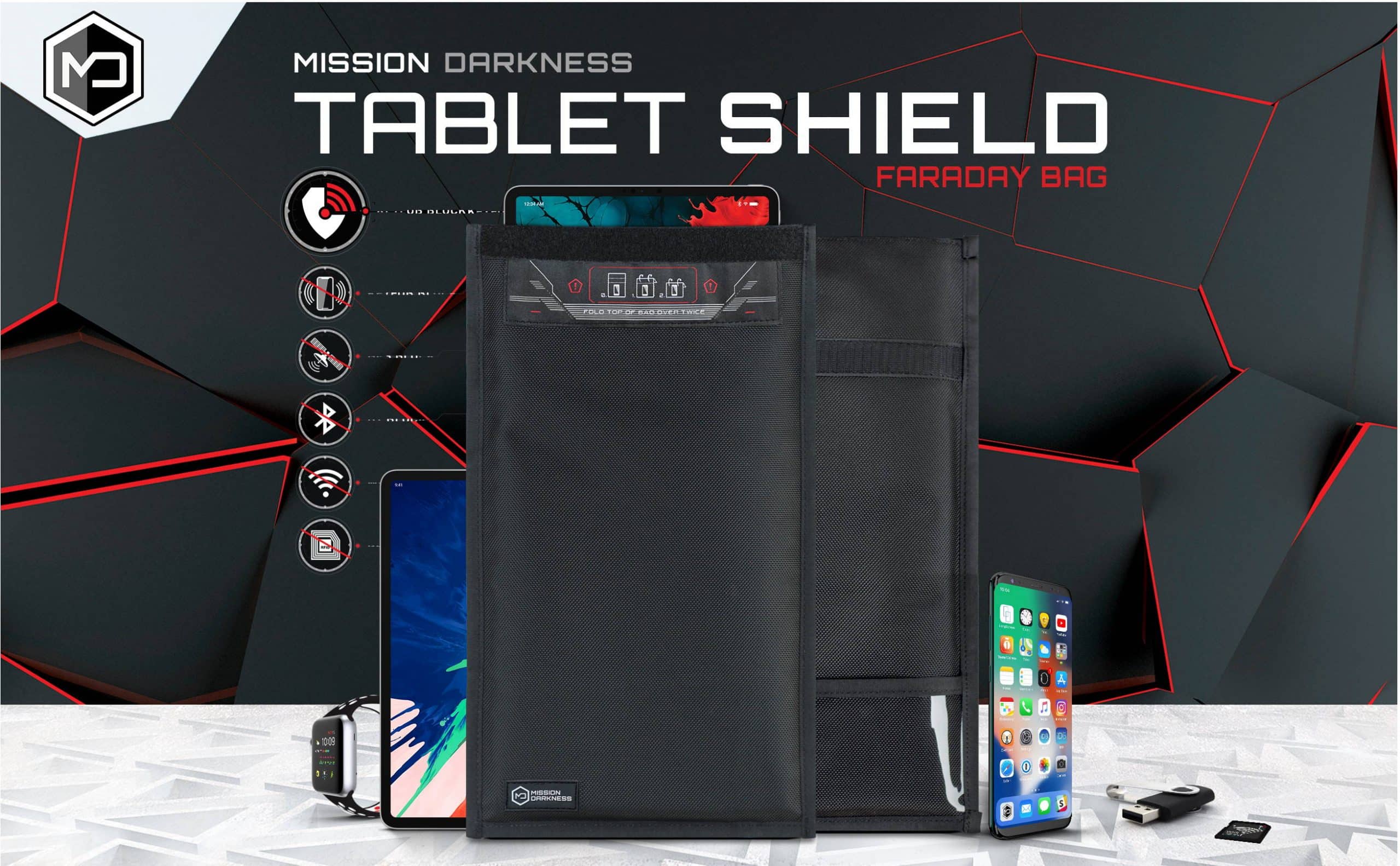 Mission Darkness™ Non-Window Faraday Bag for Tablets | Cryptsec