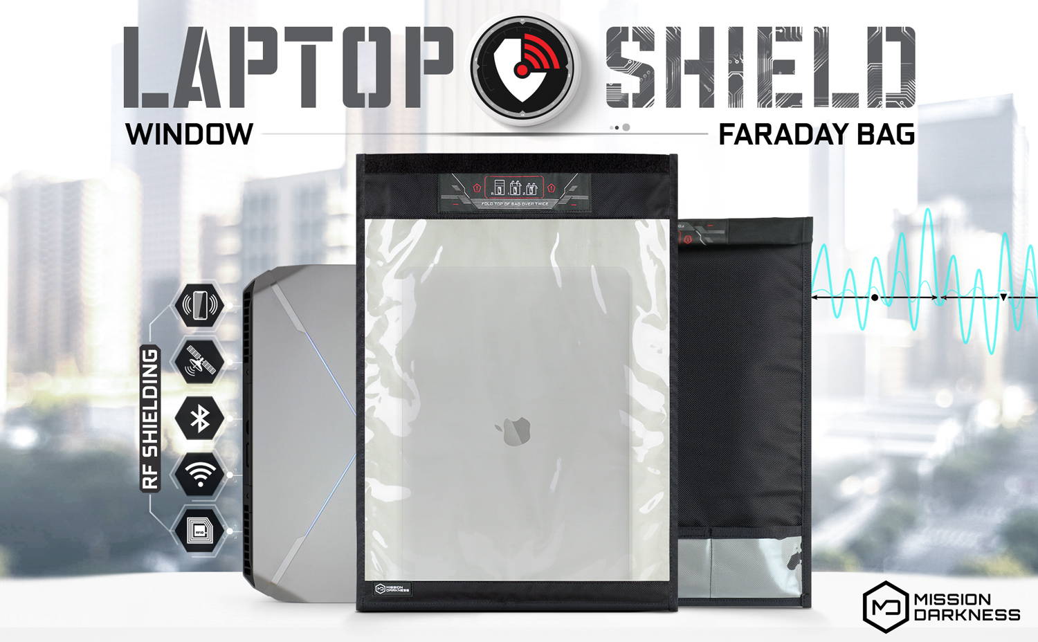 Mission Darkness™ Window Faraday Bag for Laptops | Cryptsec